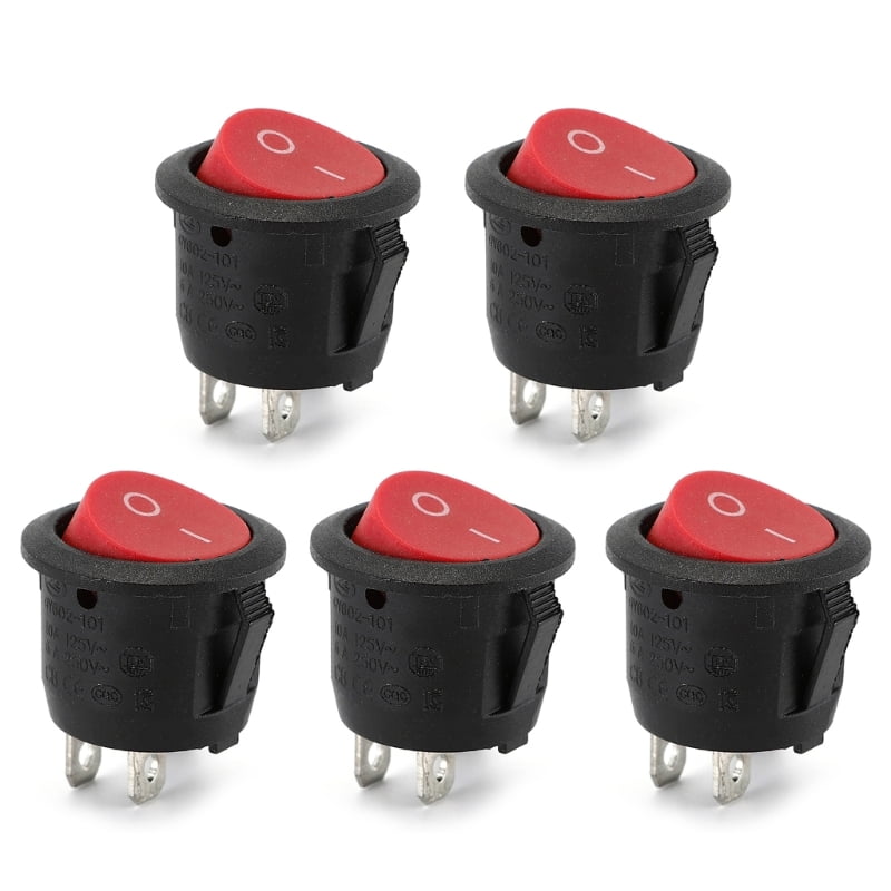 5Pcs 250V 6A 125V 10A Round Boats Marine Toggle Switches 2 Pin 2 ...