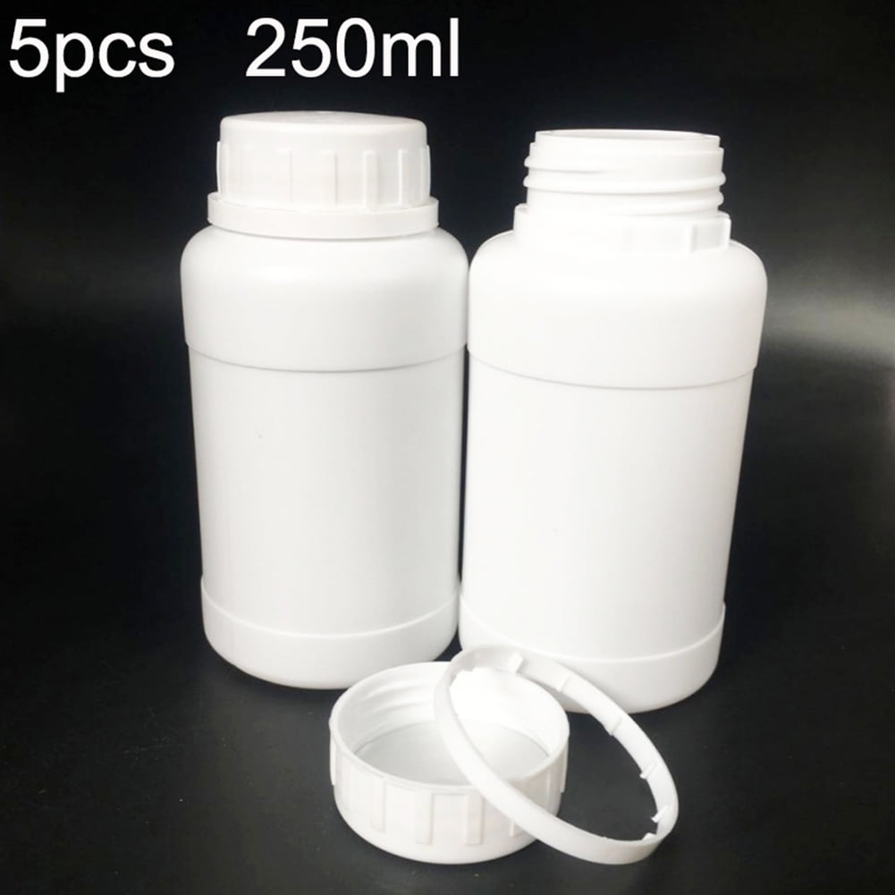 5Pcs 250ml Plastic Cylinder Laboratory Chemical Agent Sample Storage ...