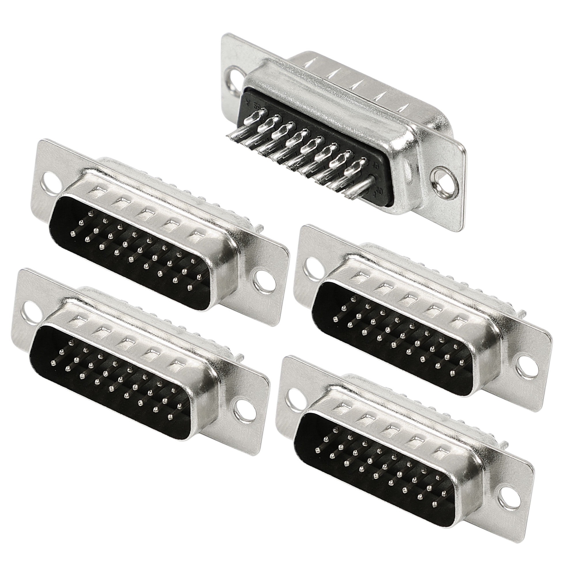 5Pcs 3 Row DB26 26 Pin D-Sub Male Connector Solder Type Panel Mount ...