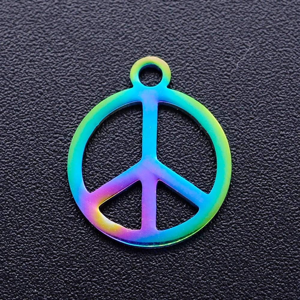 5Pcs 304 Stainless Steel Peace Sign Pendants 14x12x1mm Flat Peace ...