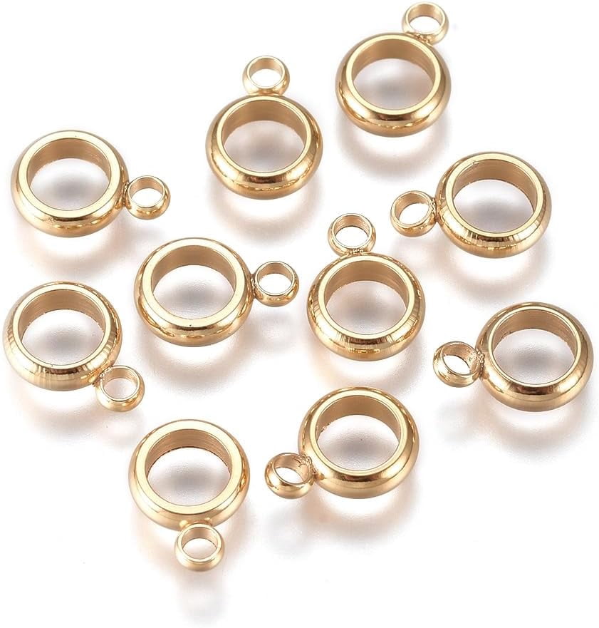 5Pcs 304 Stainless Steel Tube Bails Loop Bails Loop Bail Beads Charms ...