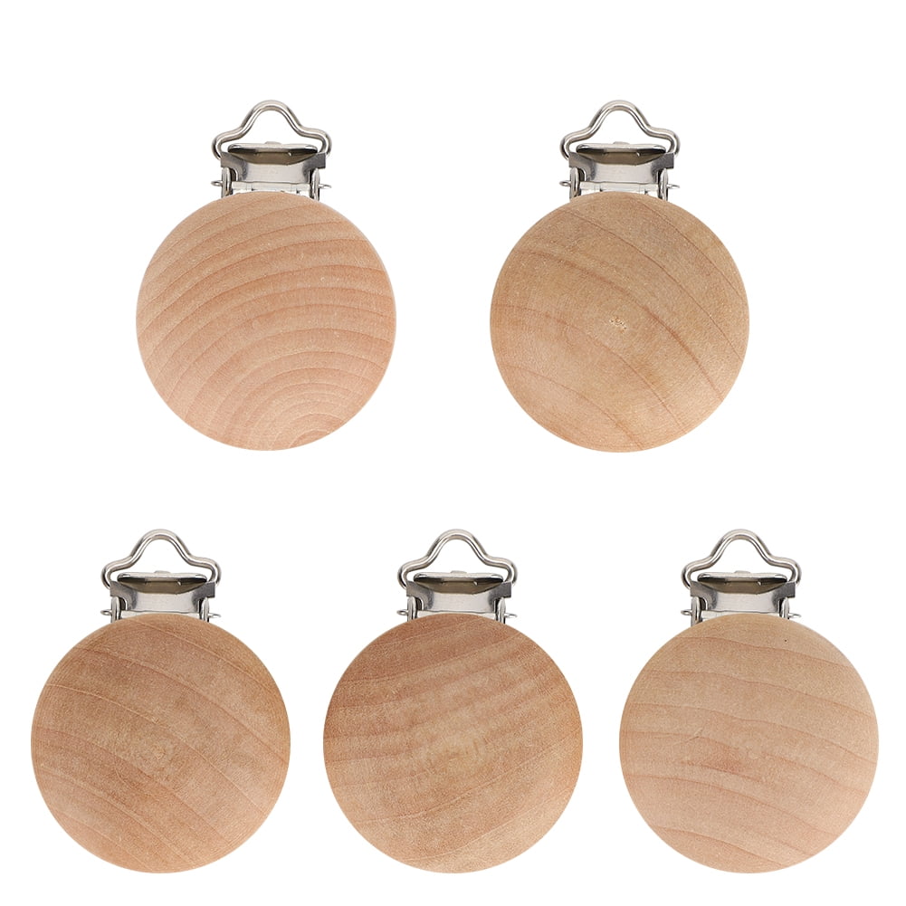 5Pcs 3CM Baby Wooden Clips Infant Soother Holder No Holes Beech Wood ...