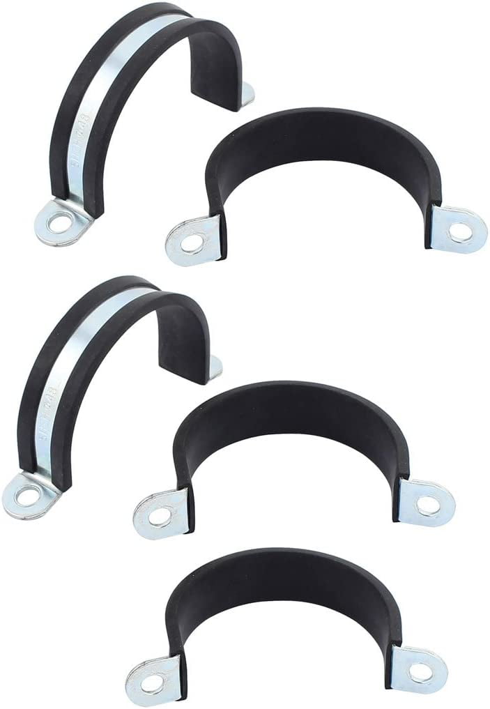 5Pcs 48mm Dia Rubber Lined R Shaped Zinc Plated Tube Pipe Clips Clamp ...