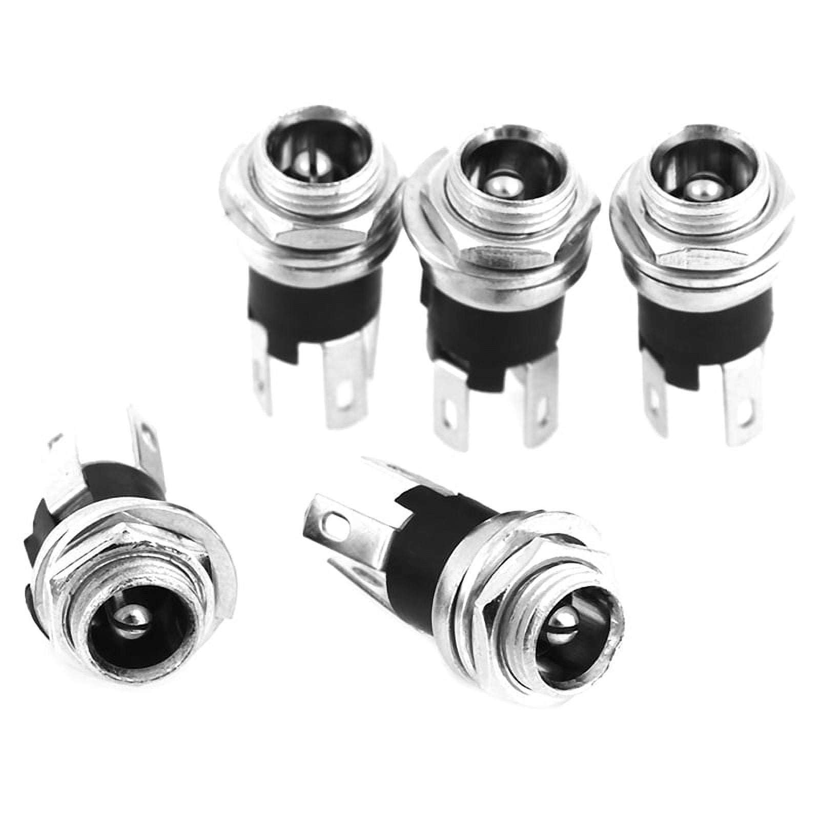 5Pcs 5.5 mm x 2.5 mm DC Power Jack Socket Female Panel Mount Connector ...