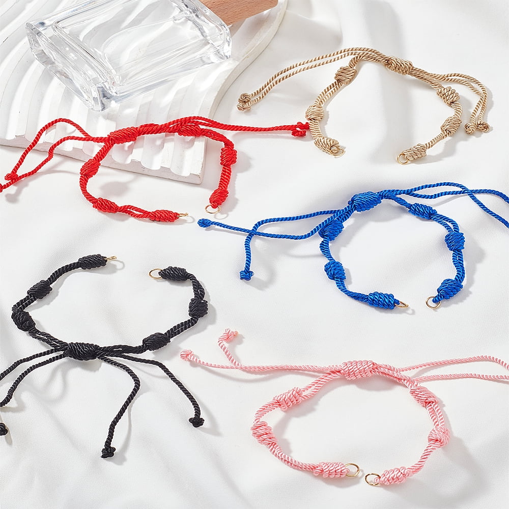 5Pcs 5 Colors Adjustable Nylon Cord Bracelet Making with 304 Stainless ...
