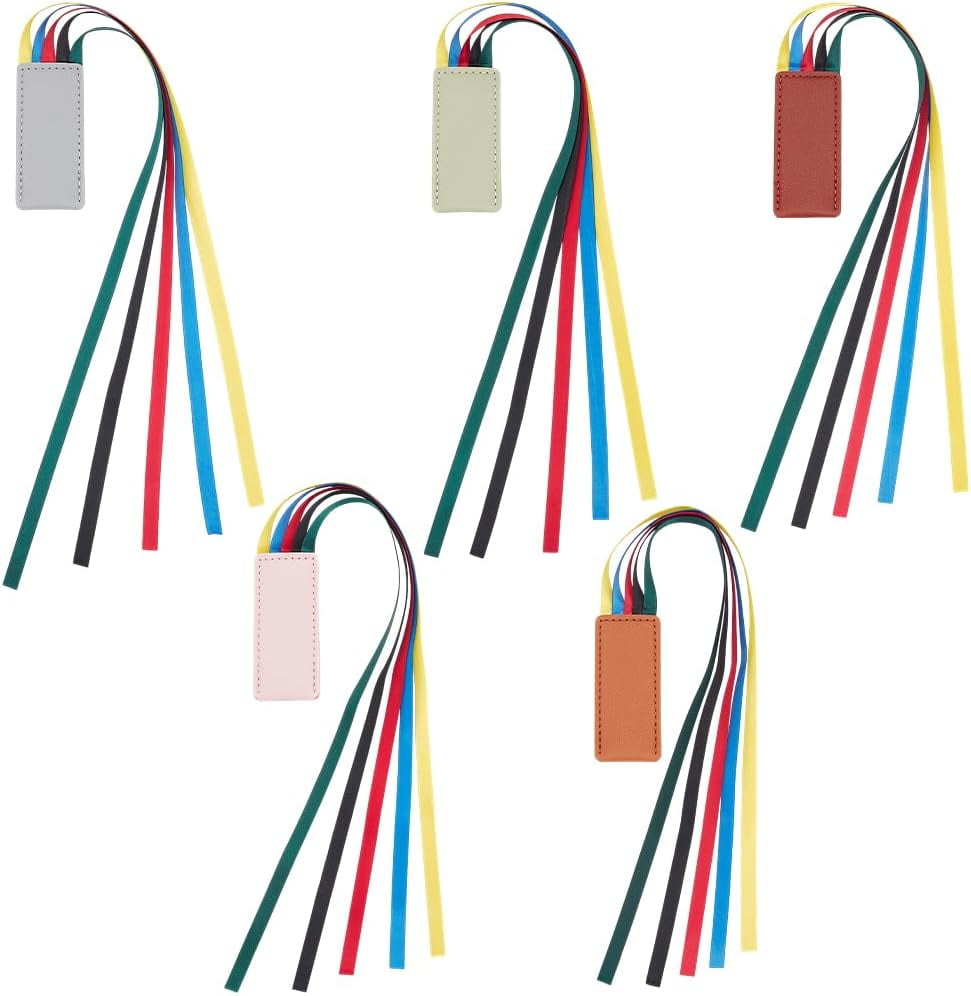 5Pcs 5 Colors Bible Ribbon Book Markers Leather Bookmark Artificial PU ...