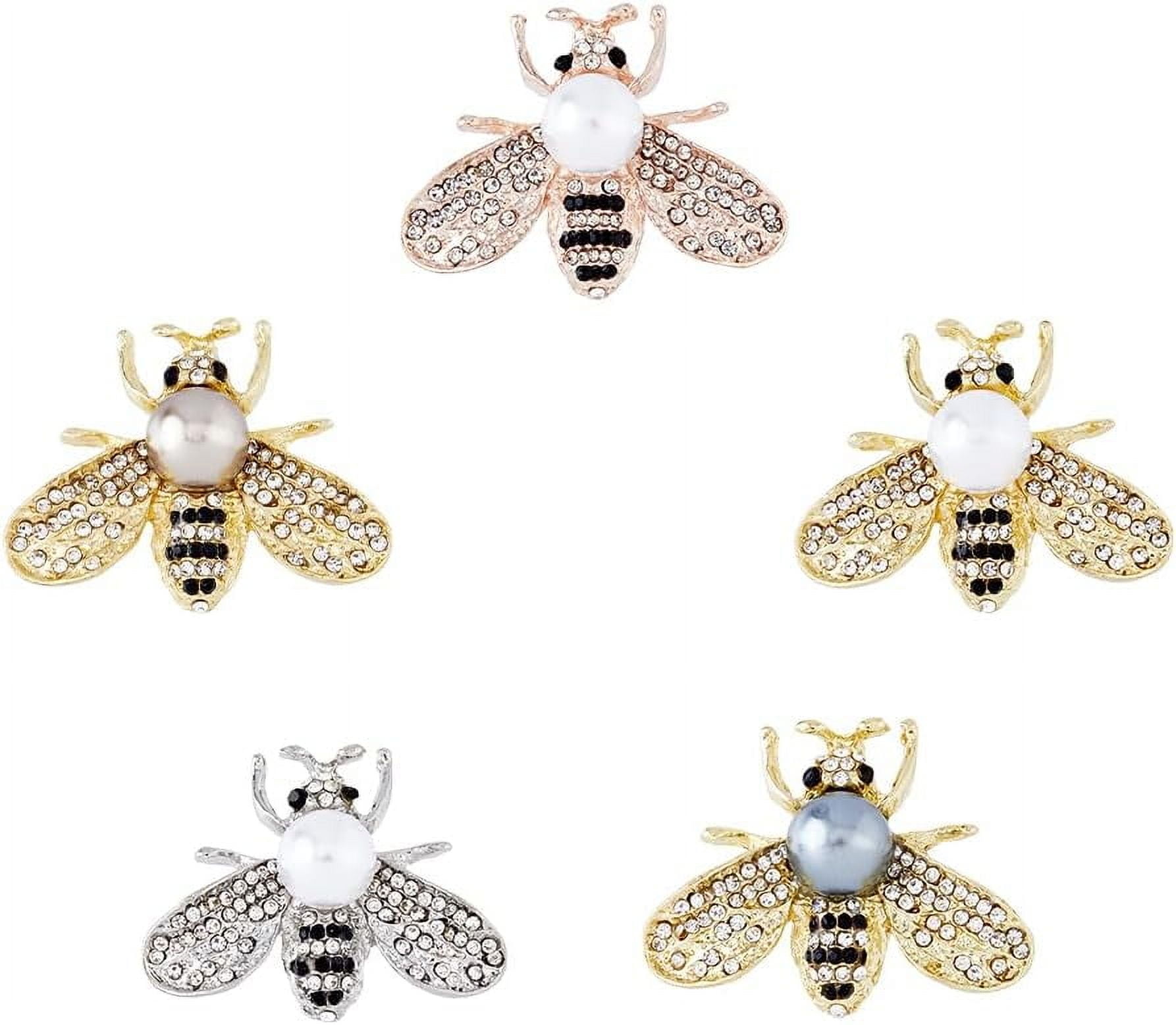 5Pcs 5 Colors Honey Bee Brooch Pins Pearl with Rhinestone Bee Brooch ...
