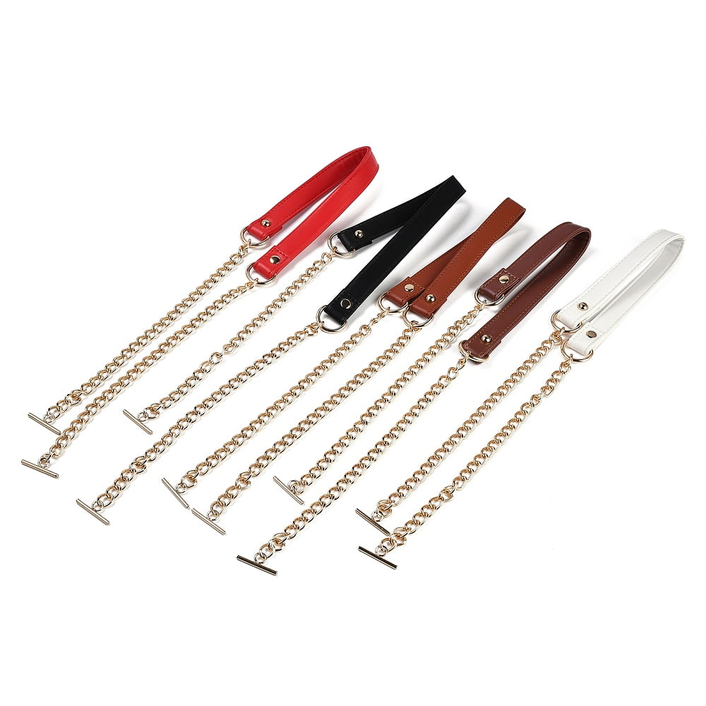 5Pcs 5 Colors Imitation Leather Bag Straps with Iron Curb Chain T-Bar ...