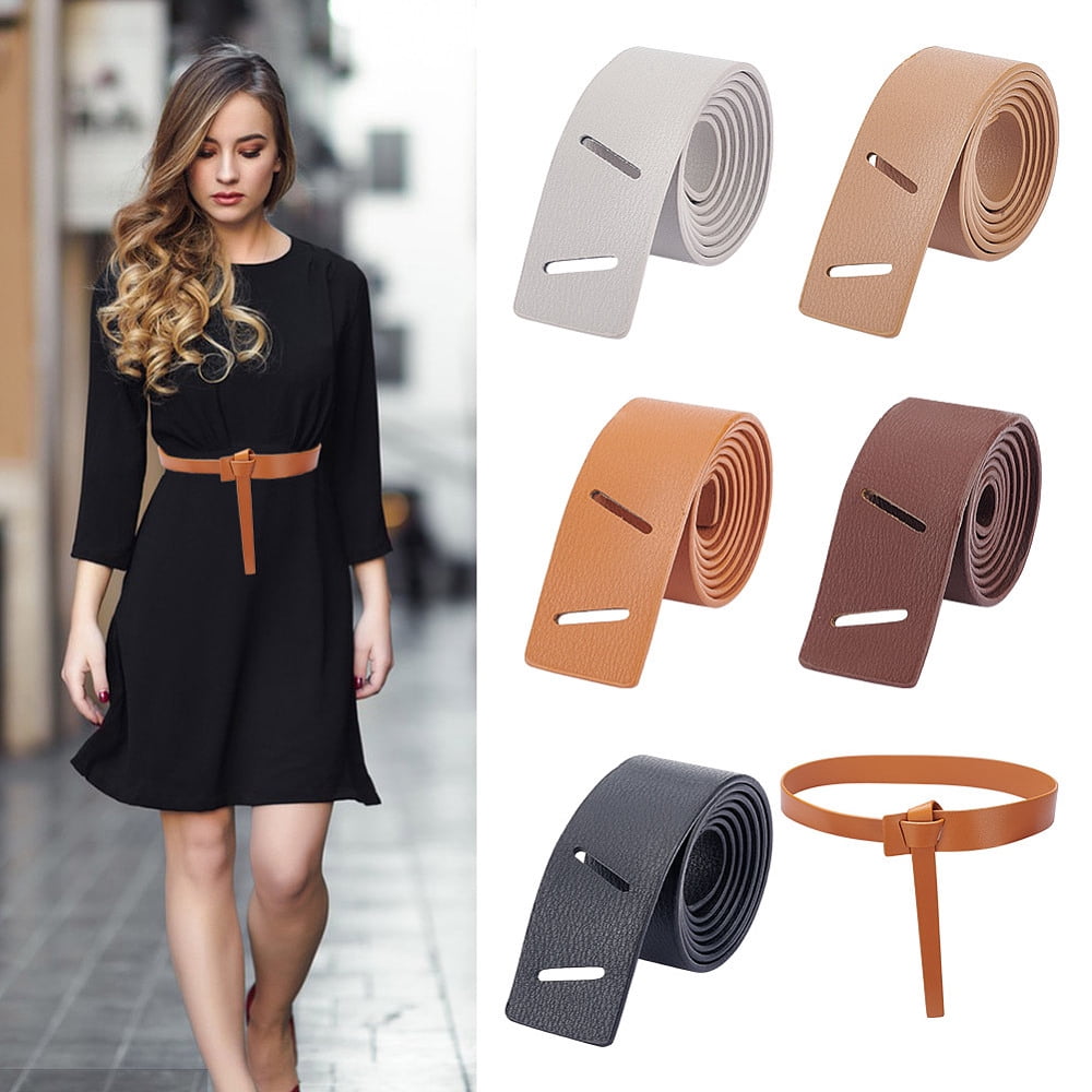 5Pcs 5 Colors PU Leather Chain Belts Tie a Knot Waist Belts No Buckle ...