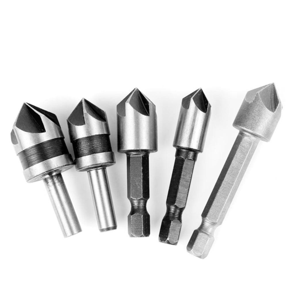 5Pcs 5 Flute Hss Counter Sink Drill Bit Set 82 Degree 1/4" Shank ...