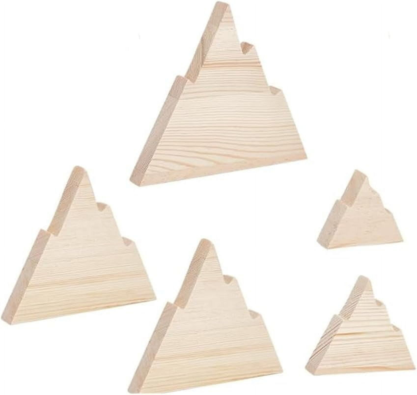 5Pcs 5 Sizes Unfinished Wooden Mountain Shaped Blocks 18mm Thick ...