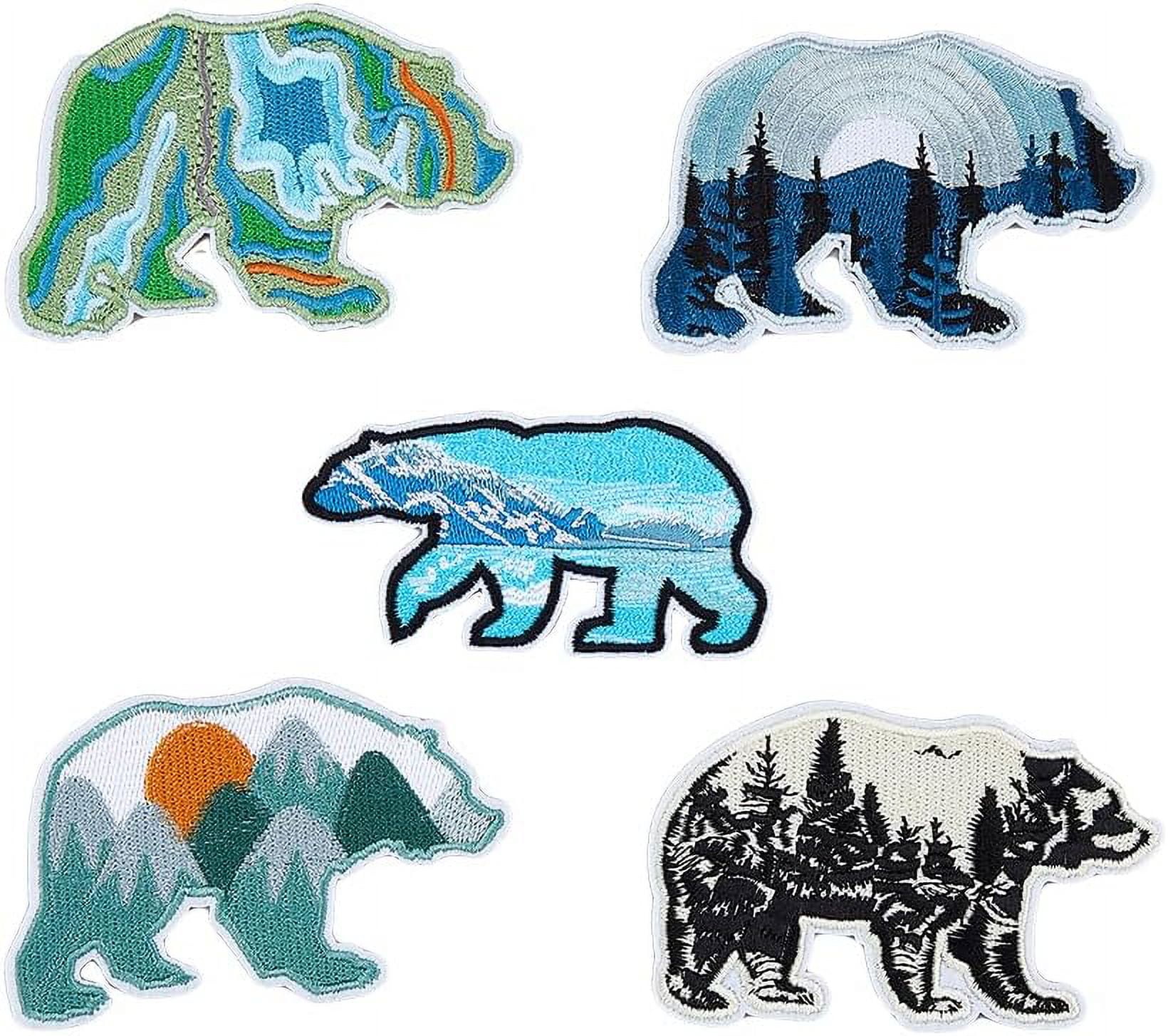 5Pcs 5 Style Bear Applique Patch Iron On Embroidered Patches Outdoor ...