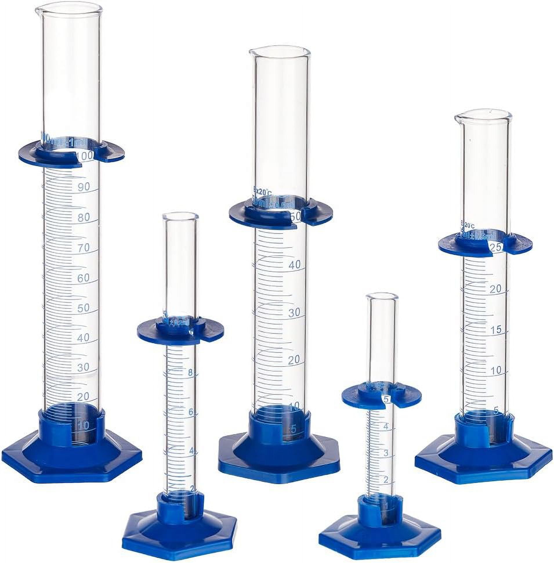 5Pcs 5 Styles Glass Graduated Measuring Cylinder 5/10/25/50/100ml Glass ...