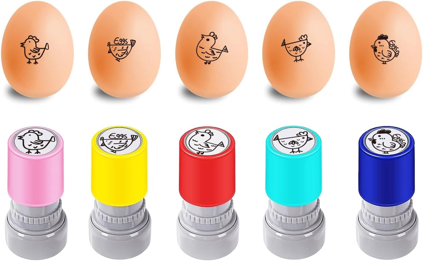 5Pcs 5 Styles Plastic Rubber Stamps DIY Egg Drawing Stamps with Stamp ...