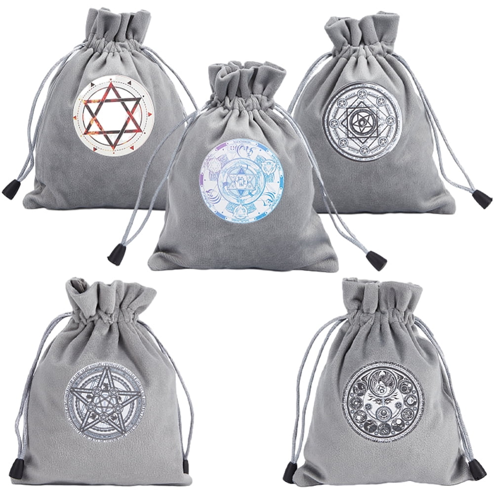 5Pcs 5 Styles Star Moon Tarot Card Bag Tarot Storage Thick Velvet Tarot ...