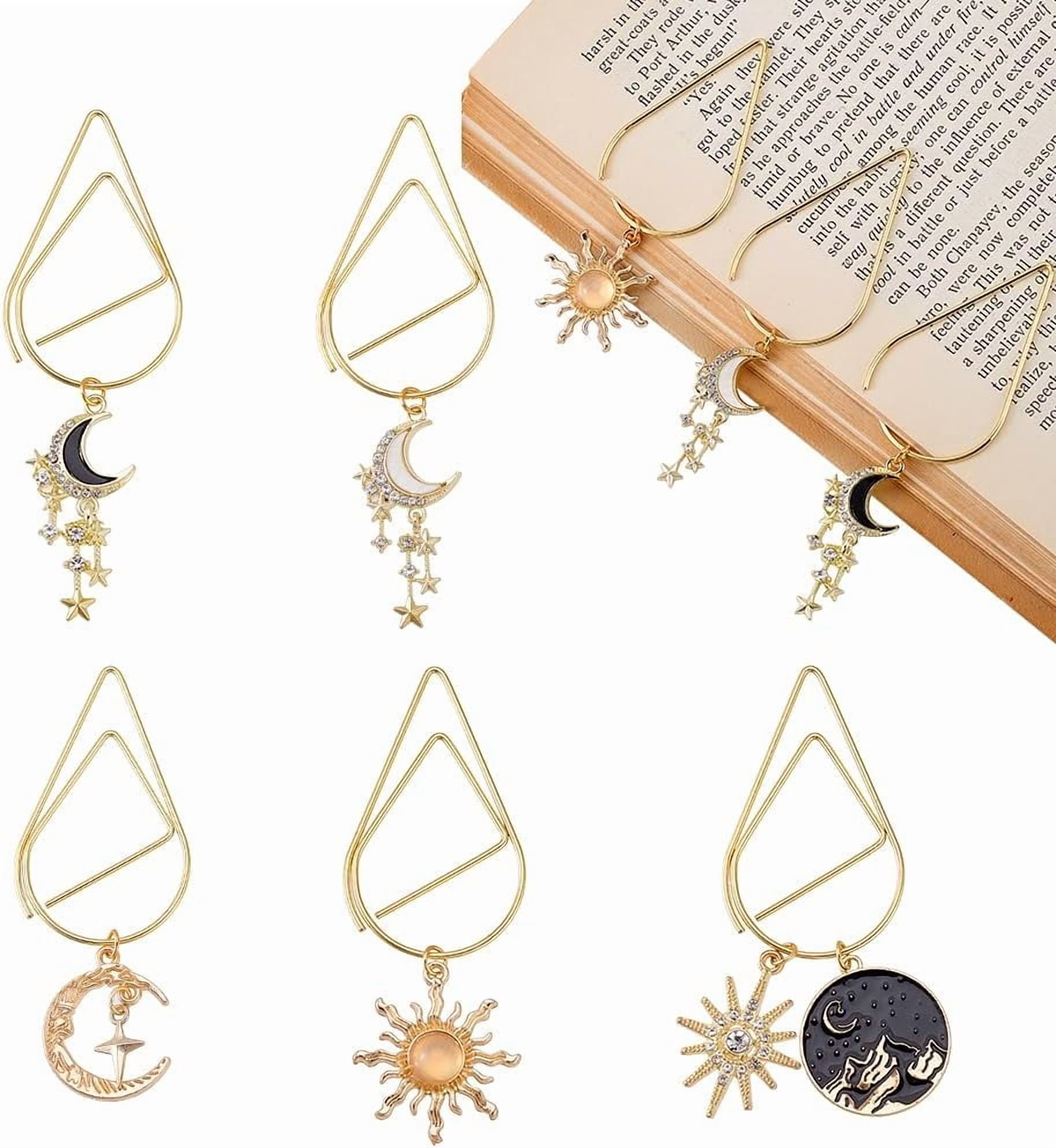 5Pcs 5 Styles Teardrop Shape Iron Bookmarks with Alloy Rhinestone ...