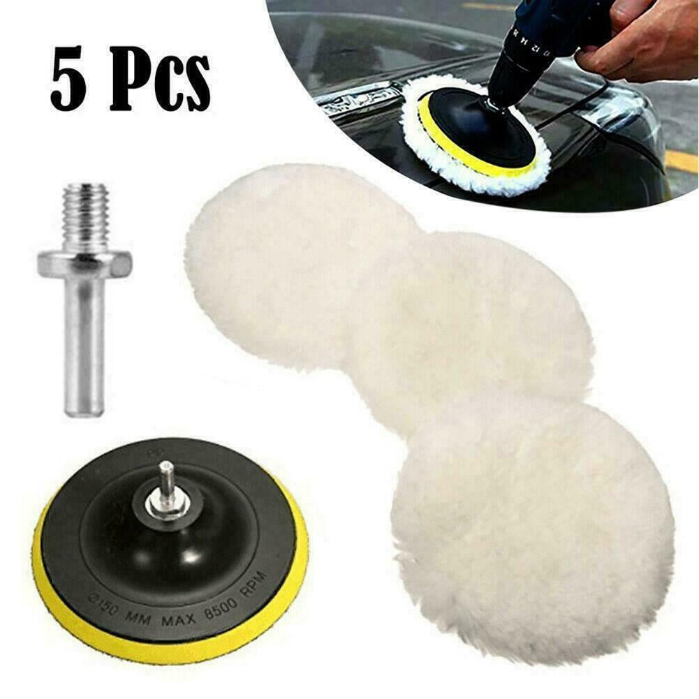 5Pcs 6" Buffing Polishing Pad Wool Wheel Mop Kit For Car Polisher Drill ...