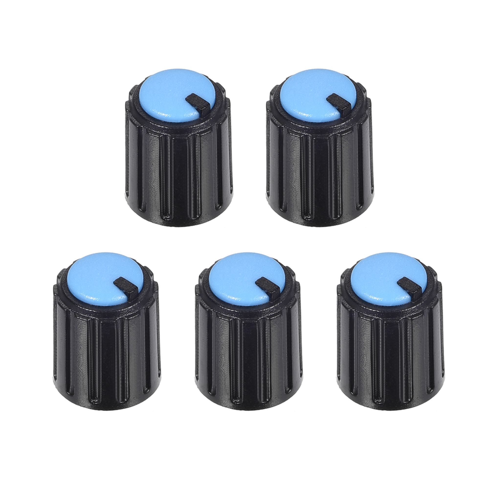 5Pcs 6mm Insert Shaft 10x12mm Plastic Potentiometer Rotary Knob Blue ...
