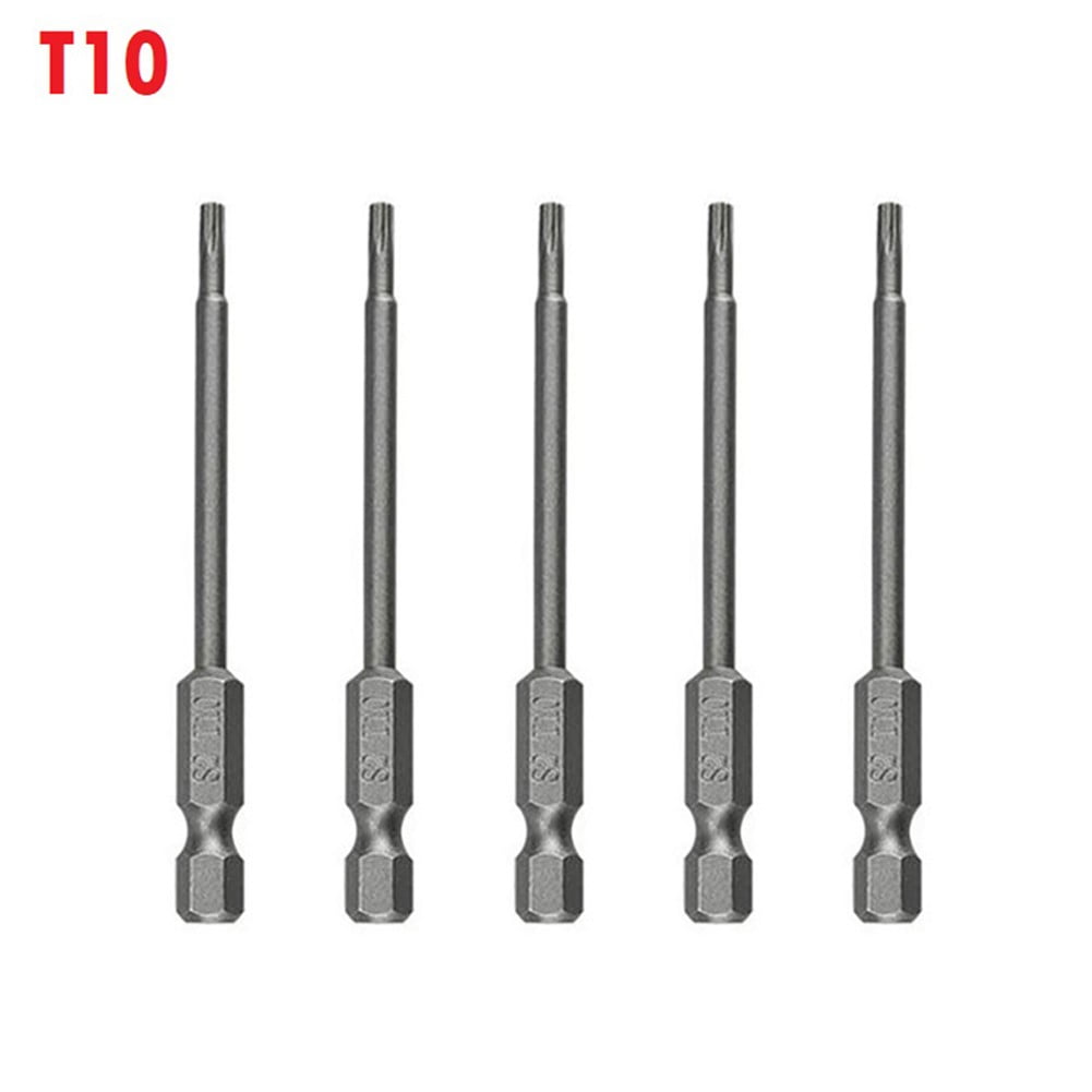 5Pcs 75mm T6-T40 Magnetic Torx Screwdriver Bits Set 1/4" Electric ...