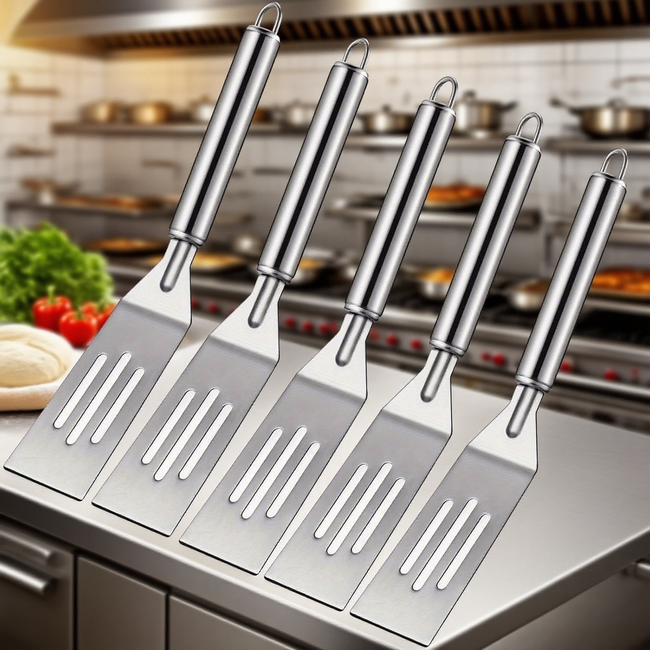 5Pcs 9.8 Inch Small Stainless Steel Spatula Set, Non-Bendable Mini ...