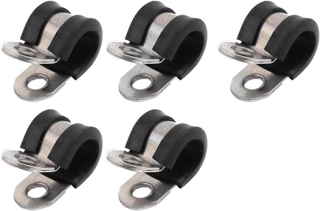 5Pcs 9mm Dia Rubber Lined R Shaped Stainless Steel Tube Pipe Clips ...