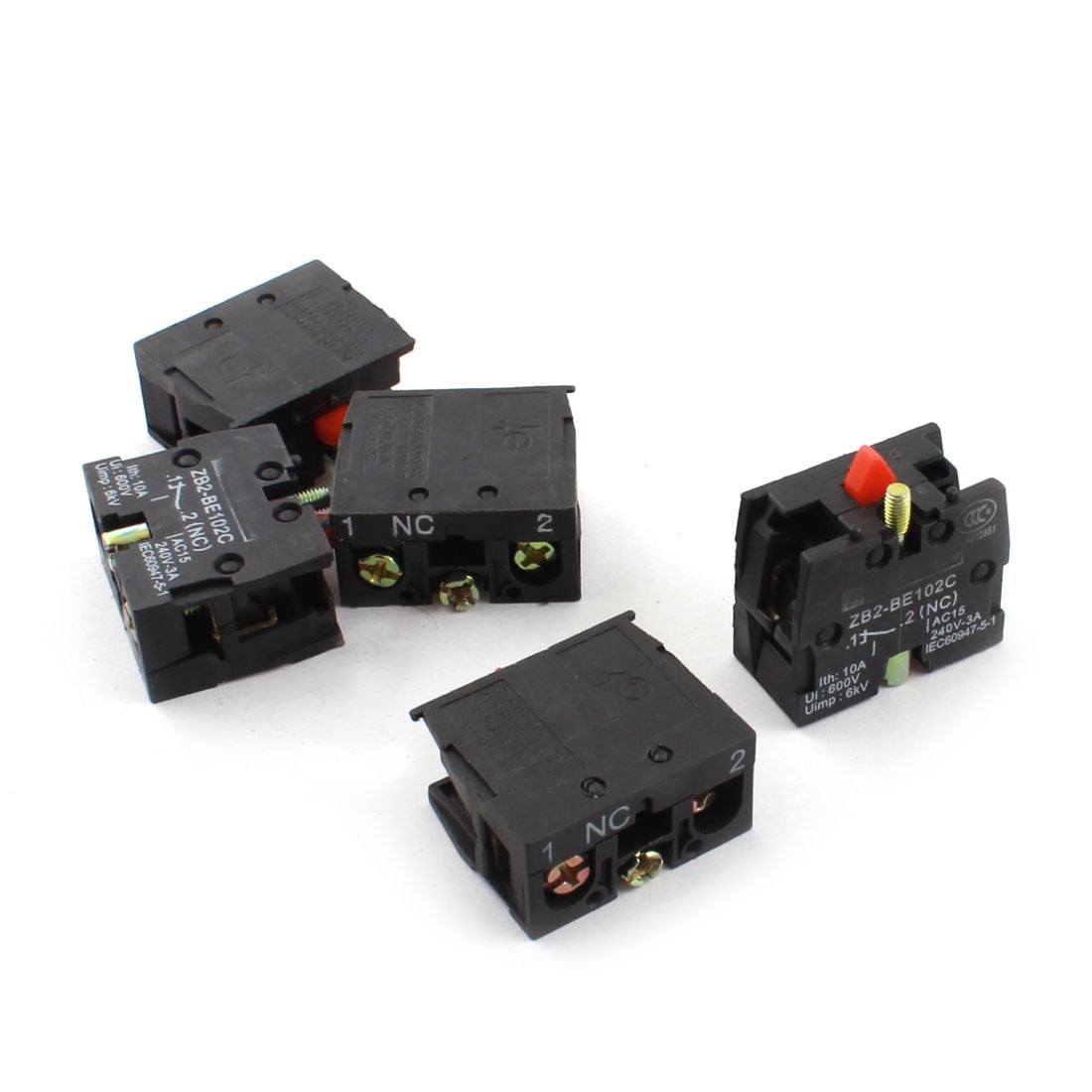 Push Button Switch Auxiliary Contact - 5Pcs AC600V 10A NC Snap in Mount ...