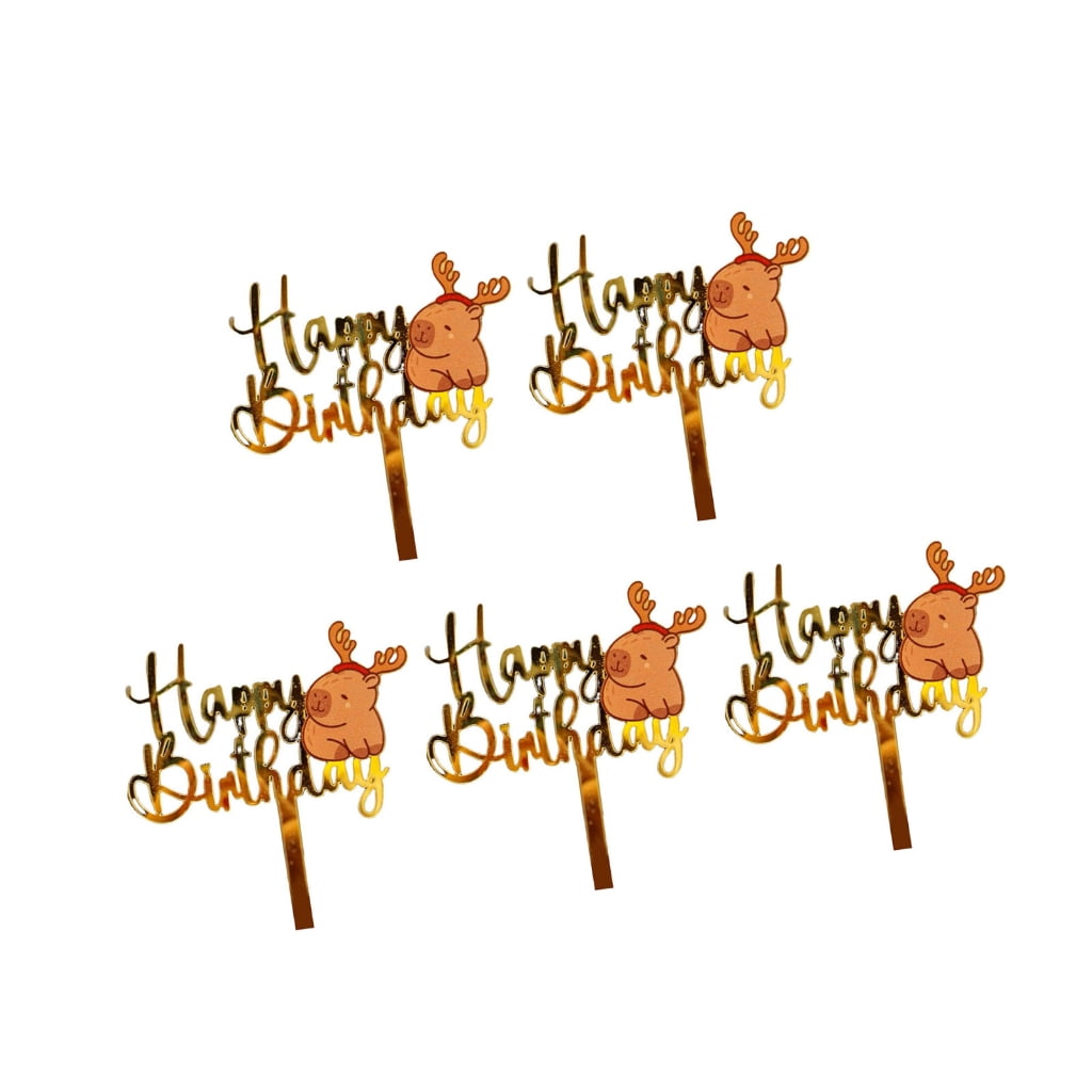 5Pcs Acrylic Cartoon Birthday Cake Decoration Cupcakes Ornament Cartoon ...