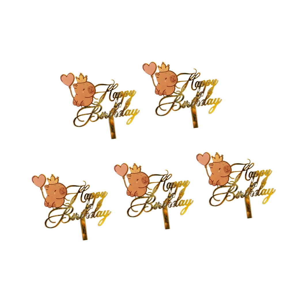 5Pcs Acrylic Cartoon Birthday Cake Decoration Cupcakes Ornament Cartoon ...