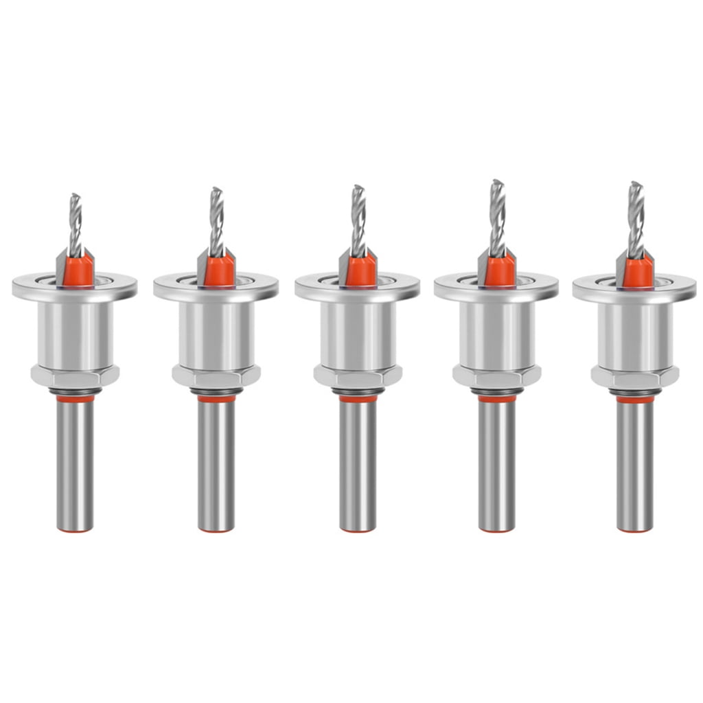 5Pcs Adjustable Tapered Countersink Drill Bit Set Carbide Tipped Limit ...