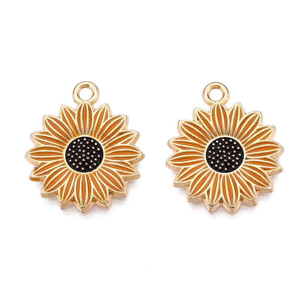5Pcs Alloy Enamel Daisy Pendants Light Gold Daisy Charm Gold Pendant ...