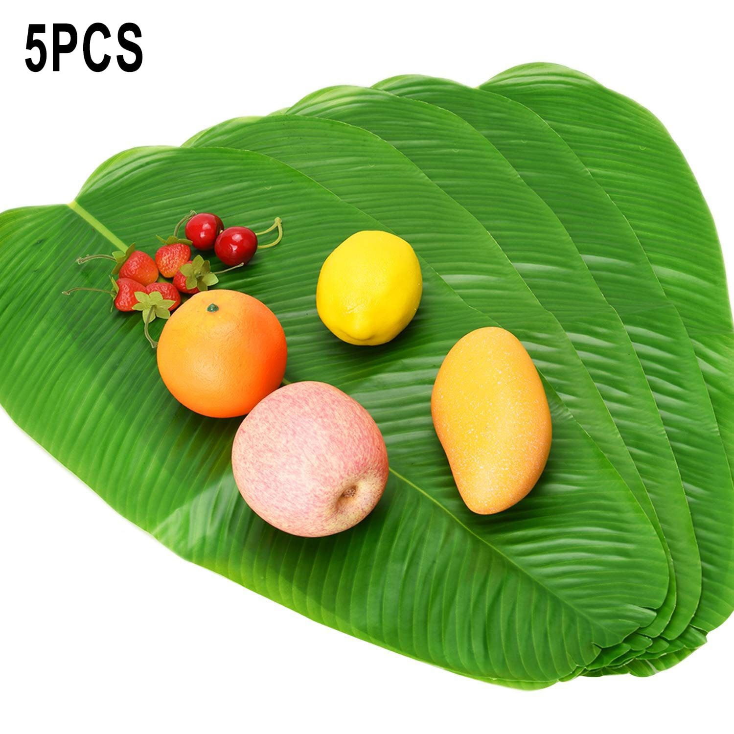 5Pcs Artificial Banana Leaves Large Faux Tropical Leaves Hawaiian Luau ...