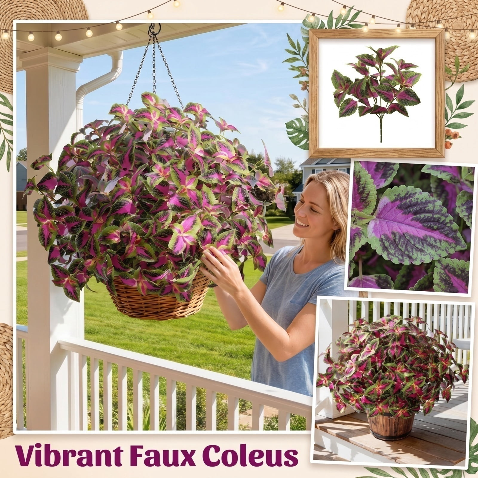 5Pcs Artificial Coleus/Perilla Leaf Plants, 31×25cm/12.2×9.84in UV ...