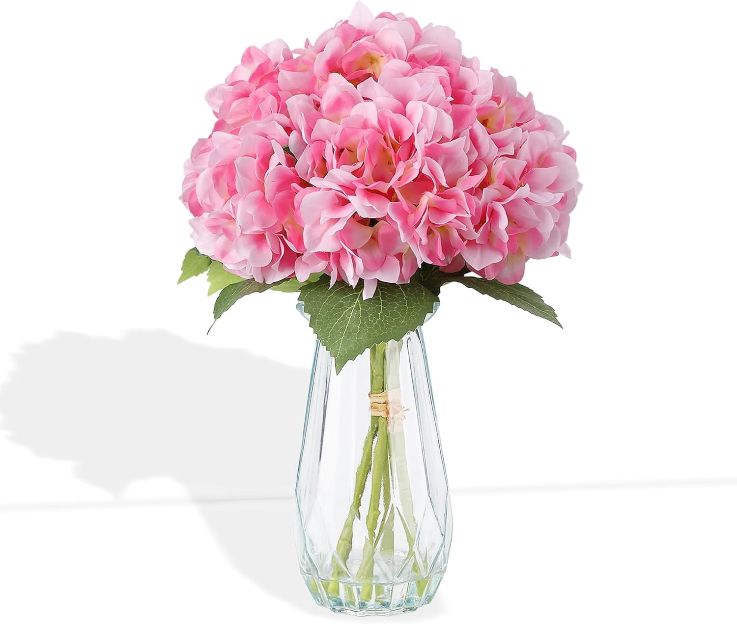 5Pcs Artificial Hydrangea Arrangement in Glass Vase - Fade-Resistant ...