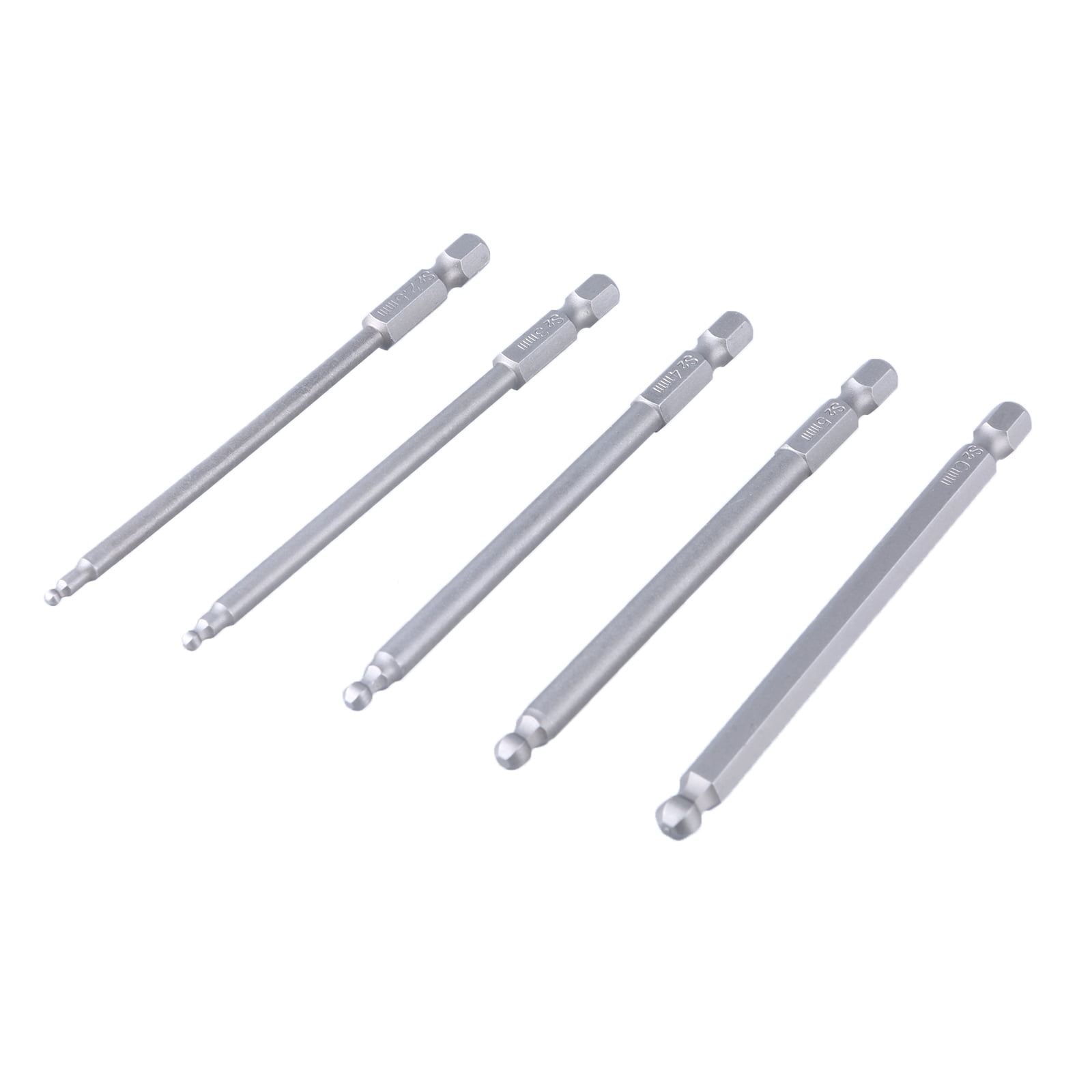 5Pcs Ballhead Hex Screwdriver Bit Set 100mm Long 1/4Inch Magnetic Hex ...