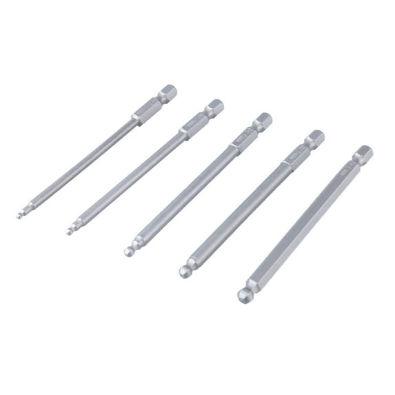 5Pcs Ballhead Hex Screwdriver Bit Set 100mm Long 1/4Inch Magnetic Hex ...