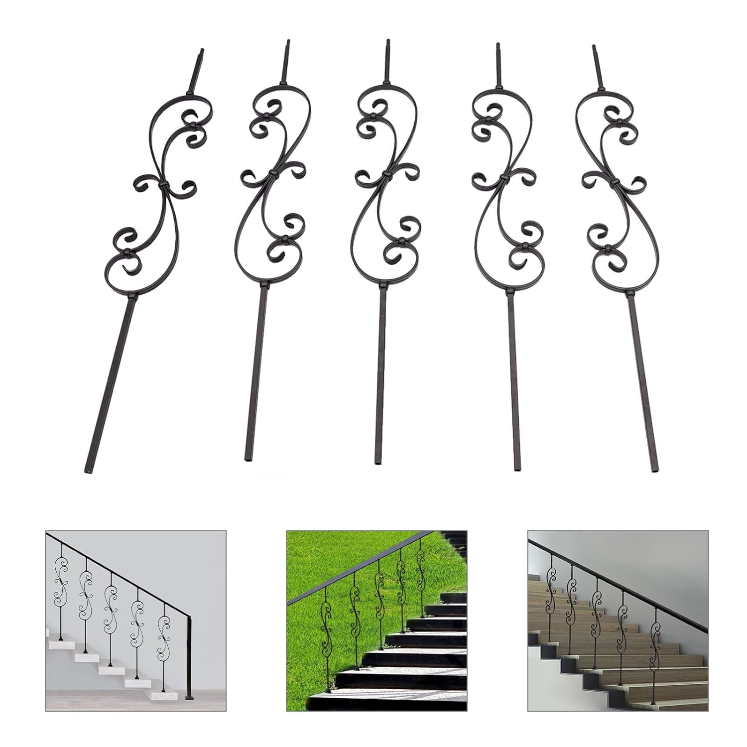 5Pcs Balusters with with 180° Rotatable Swivel Base, Interior Stair ...