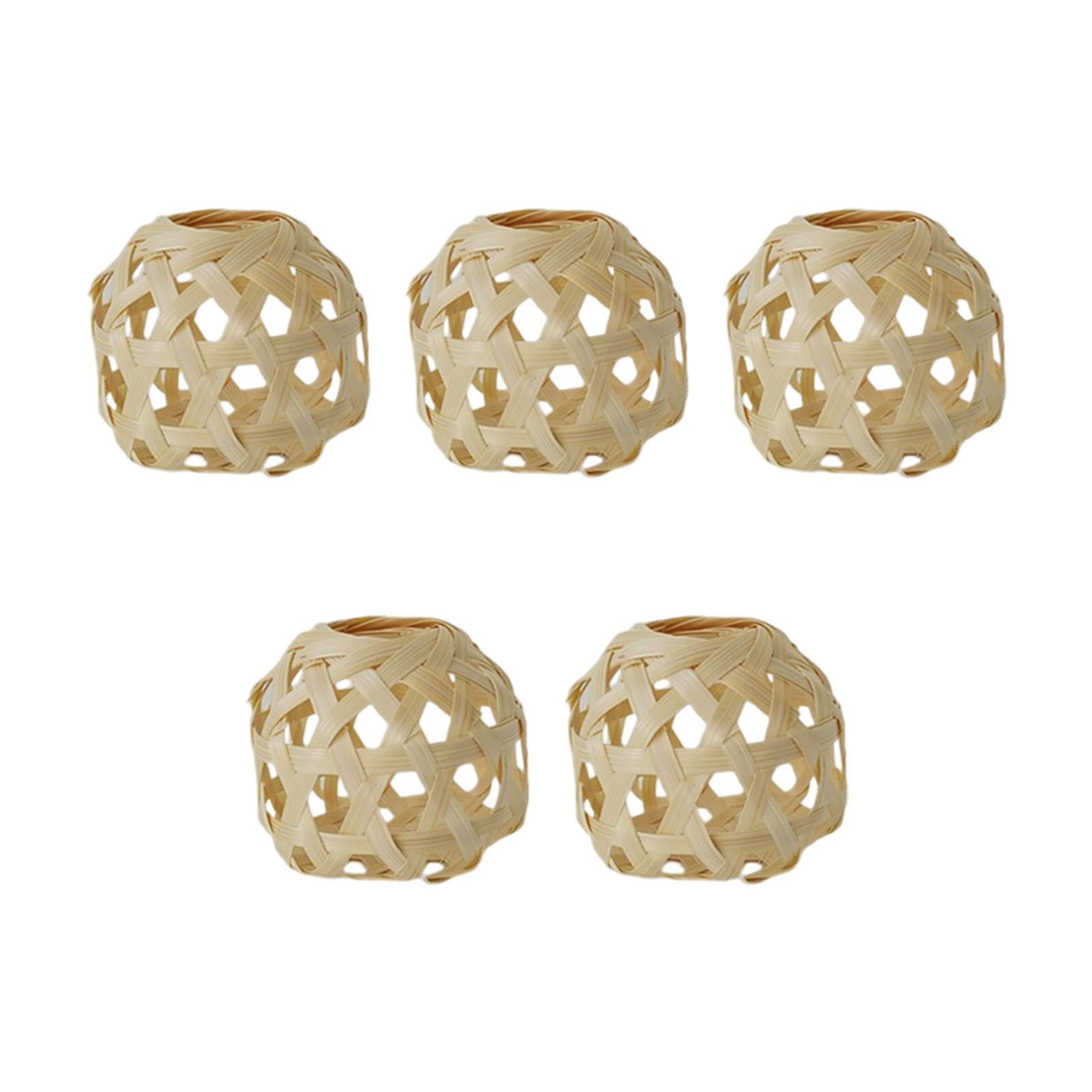 5Pcs Bamboo Handwoven Lamp Shade Light Cover Retro Style Hanging Light ...