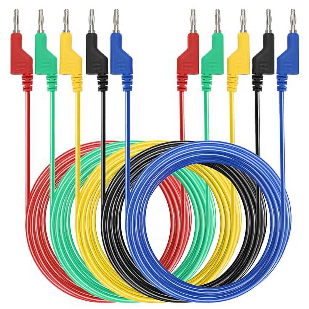 5Pcs Banana to Banana Plug Test Lead, 4mm Stackable Banana Plug Wire ...