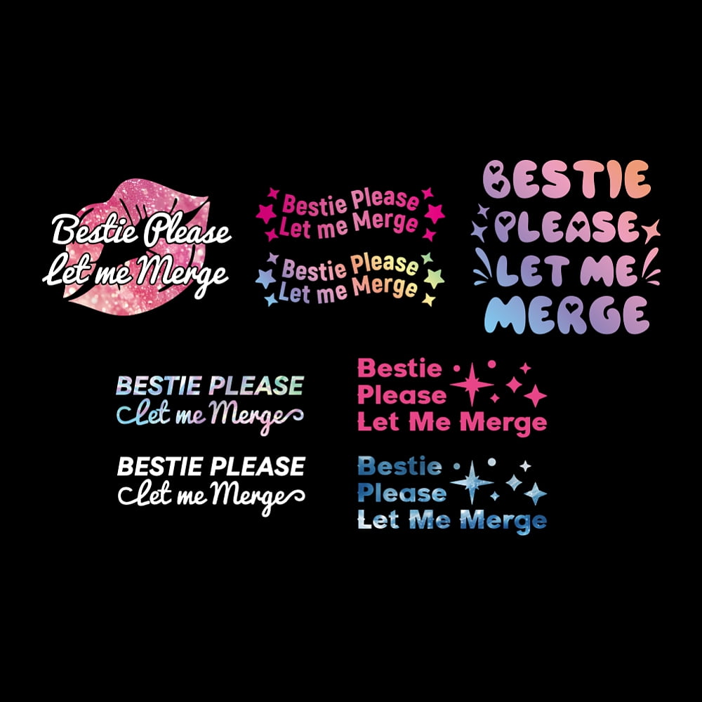 5Pcs Bestie Please Let Me Merge Reflective Vinyl Car Decal Stickers ...