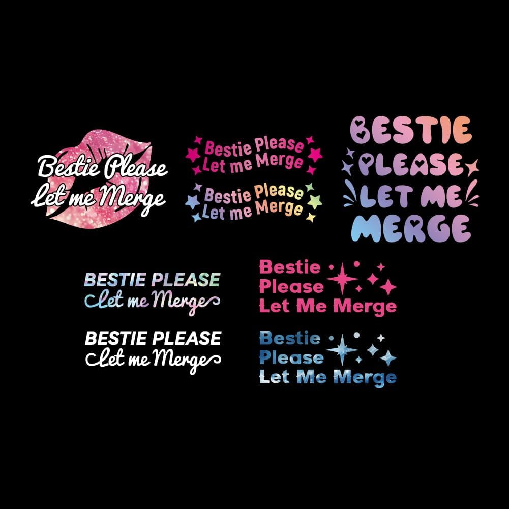 5Pcs Bestie Please Let Me Merge Reflective Vinyl Car Decal Stickers ...