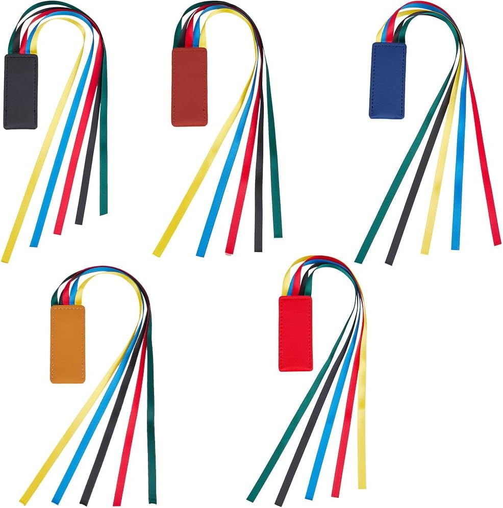 5Pcs Bible Ribbon Bookmarks PU Leather 5 Colors Christian Scripture ...