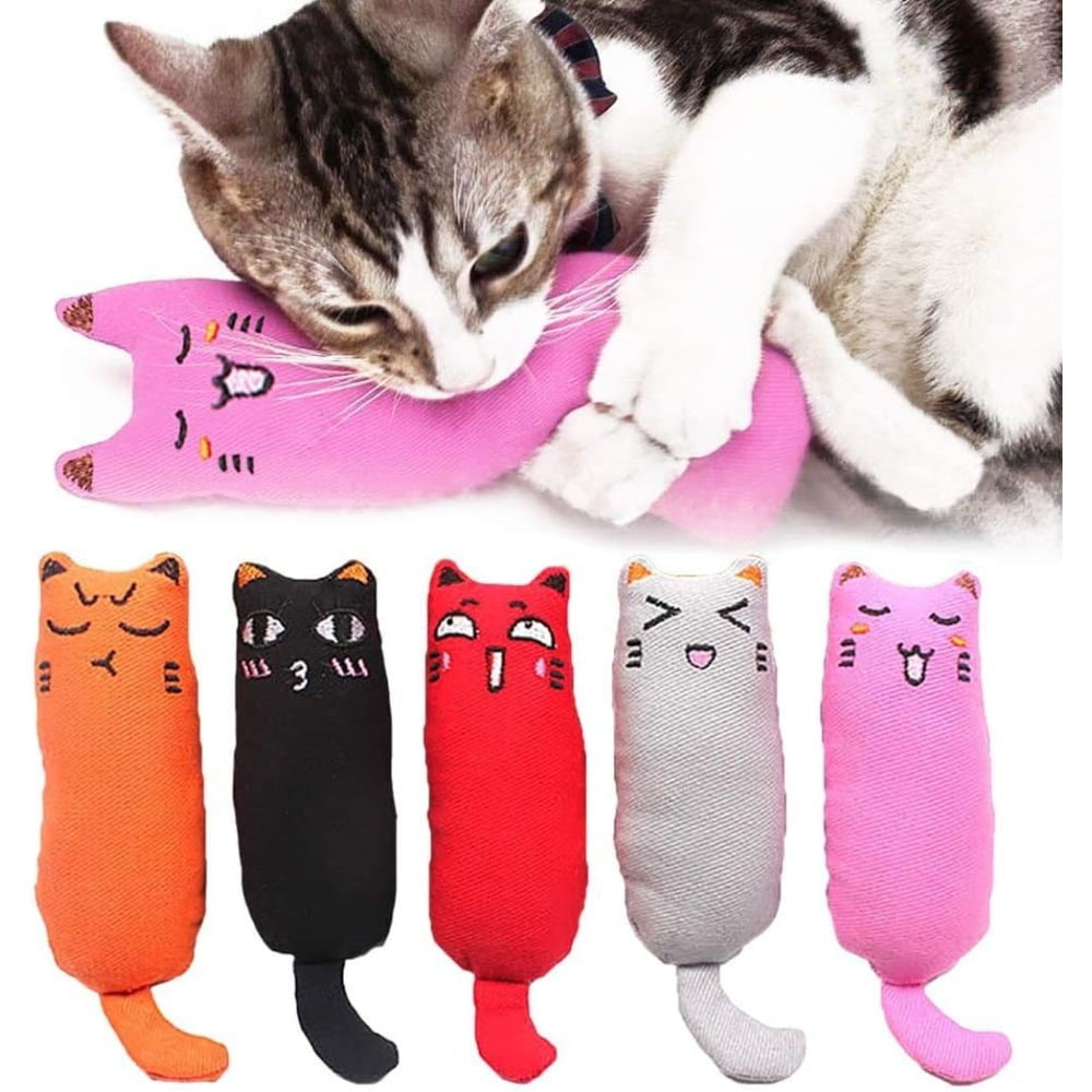 5Pcs Bite Resistant Catnip Toy for Cats,Catnip Filled Cartoon Mice Cat ...