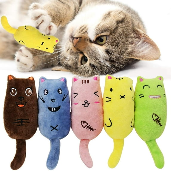 5Pcs Bite Resistant Catnip Toy for Cats,Catnip Filled Cartoon Mice Cat ...