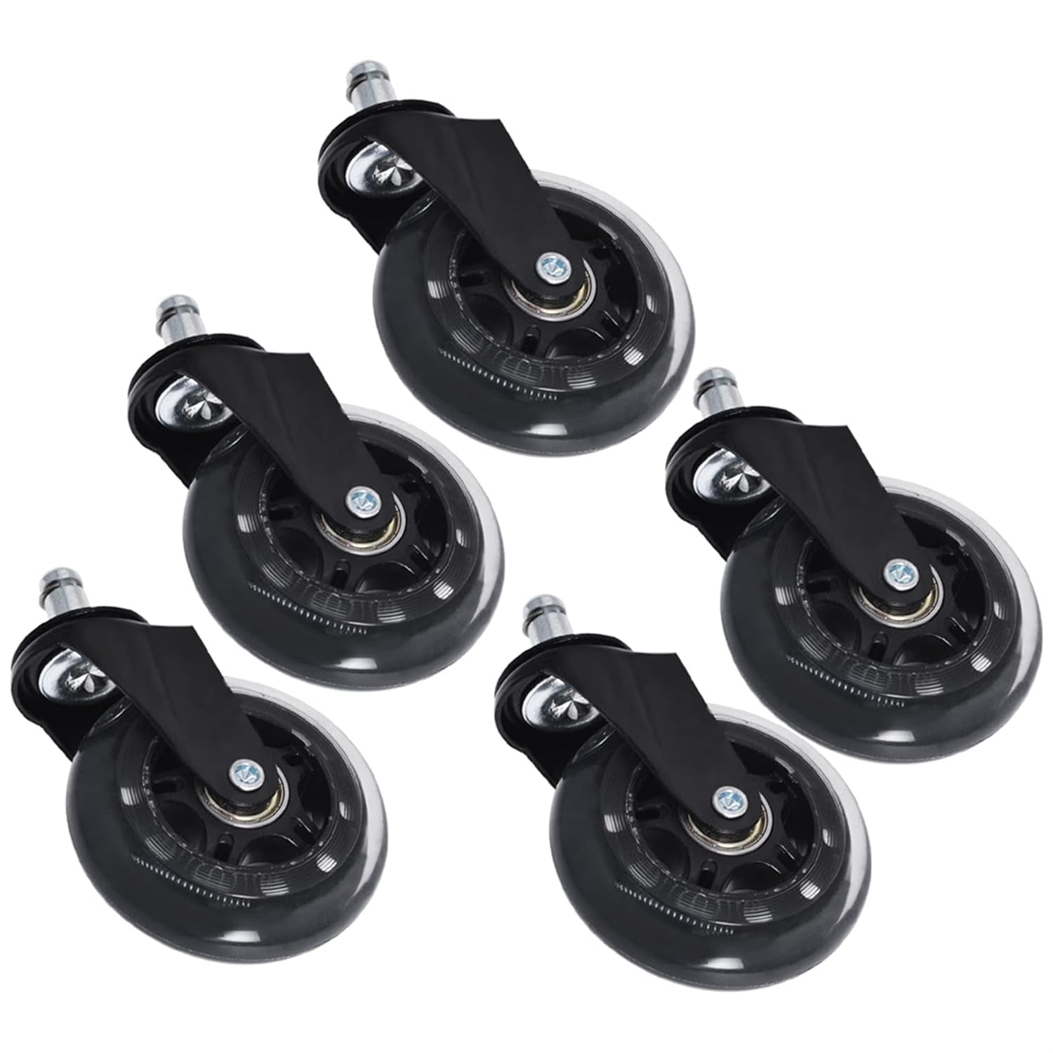 5Pcs Black 3 Inch Casters Wheels Heavy Duty Rubber Office Chair Swivel ...