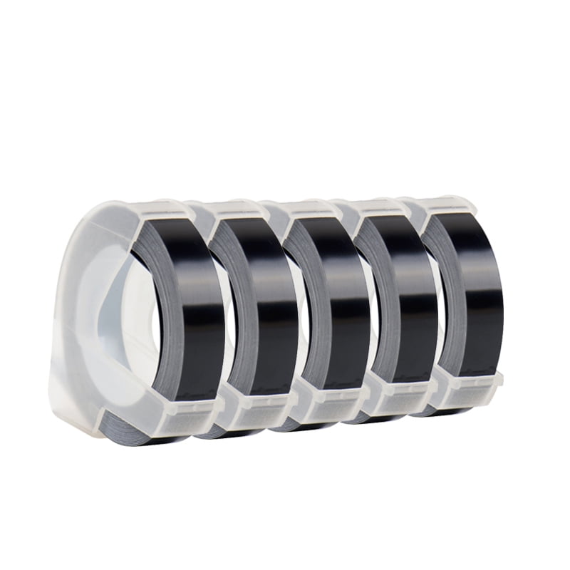 5Pcs Black Color Compatible Dymo 3D Label Tape 9mm Dymo 3D Embossing ...