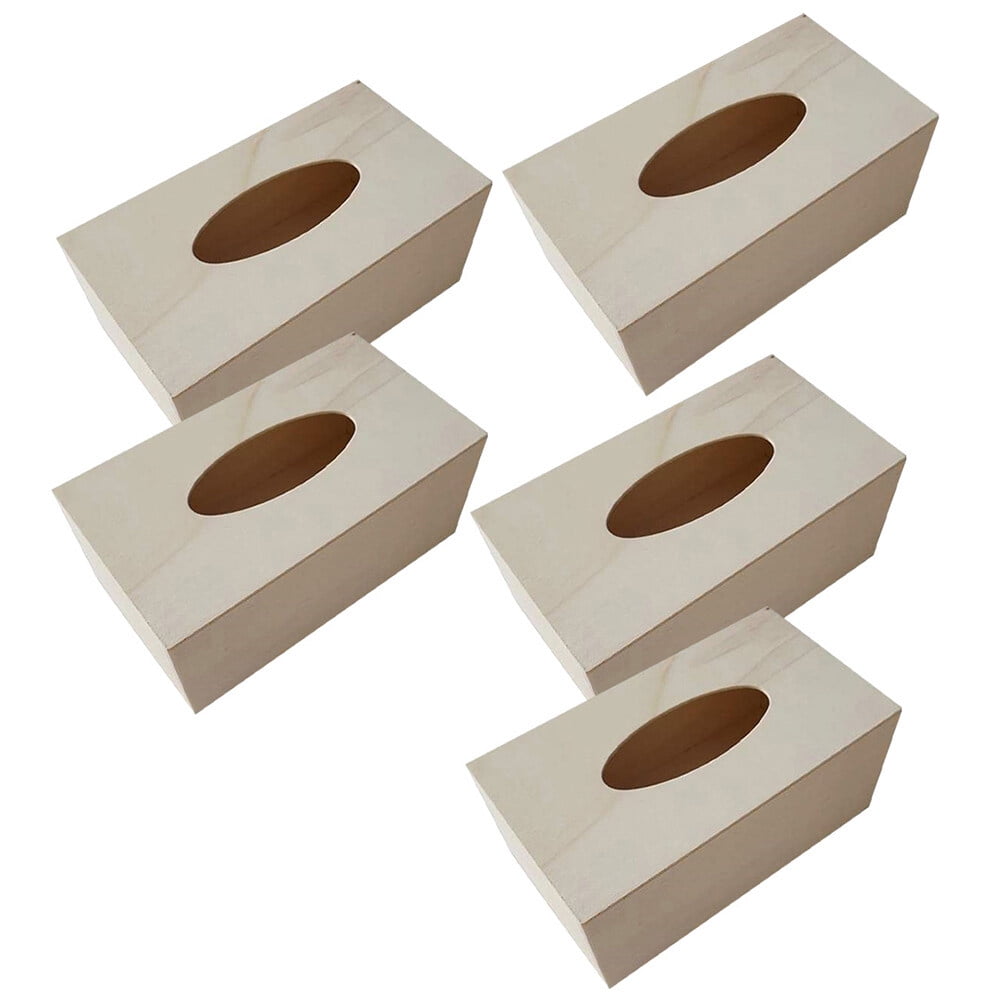 5Pcs Blank Wooden Box Wooden Napkin Holder Crafting Tissue Box Wooden ...