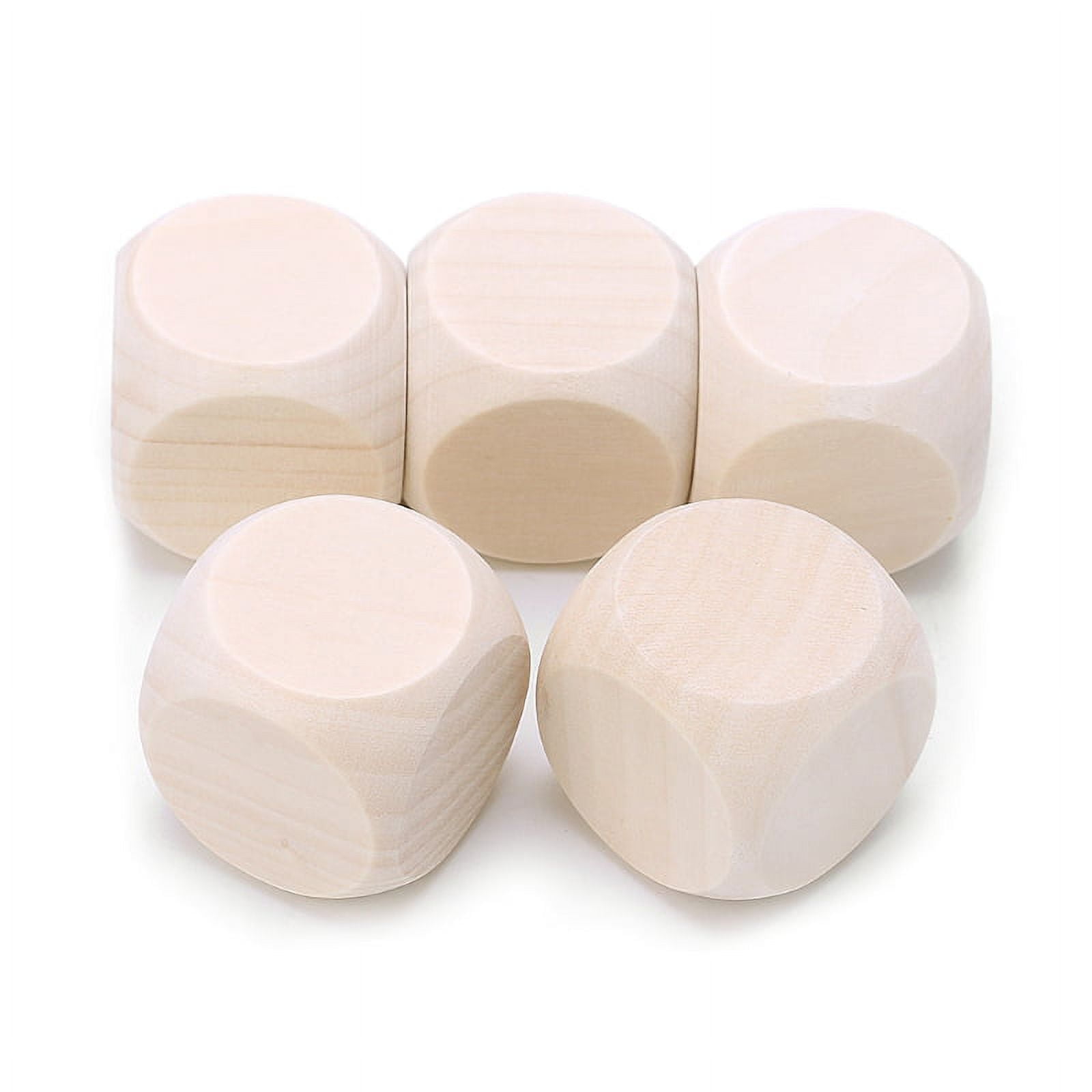 5Pcs Blank Wooden Dice Unfinished Square Blocks 6 Sided Wood Cubes with ...