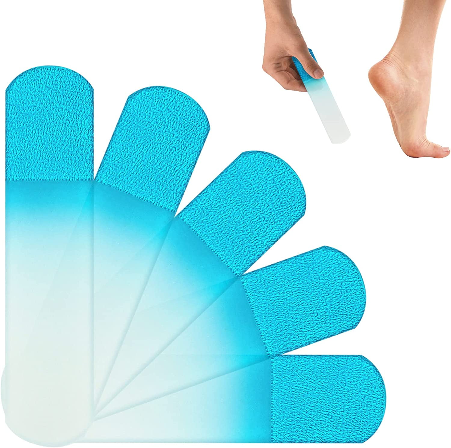 5Pcs Blue Glass Foot File Pedicure Rasp Dead Skin Remover Calluses Corn ...