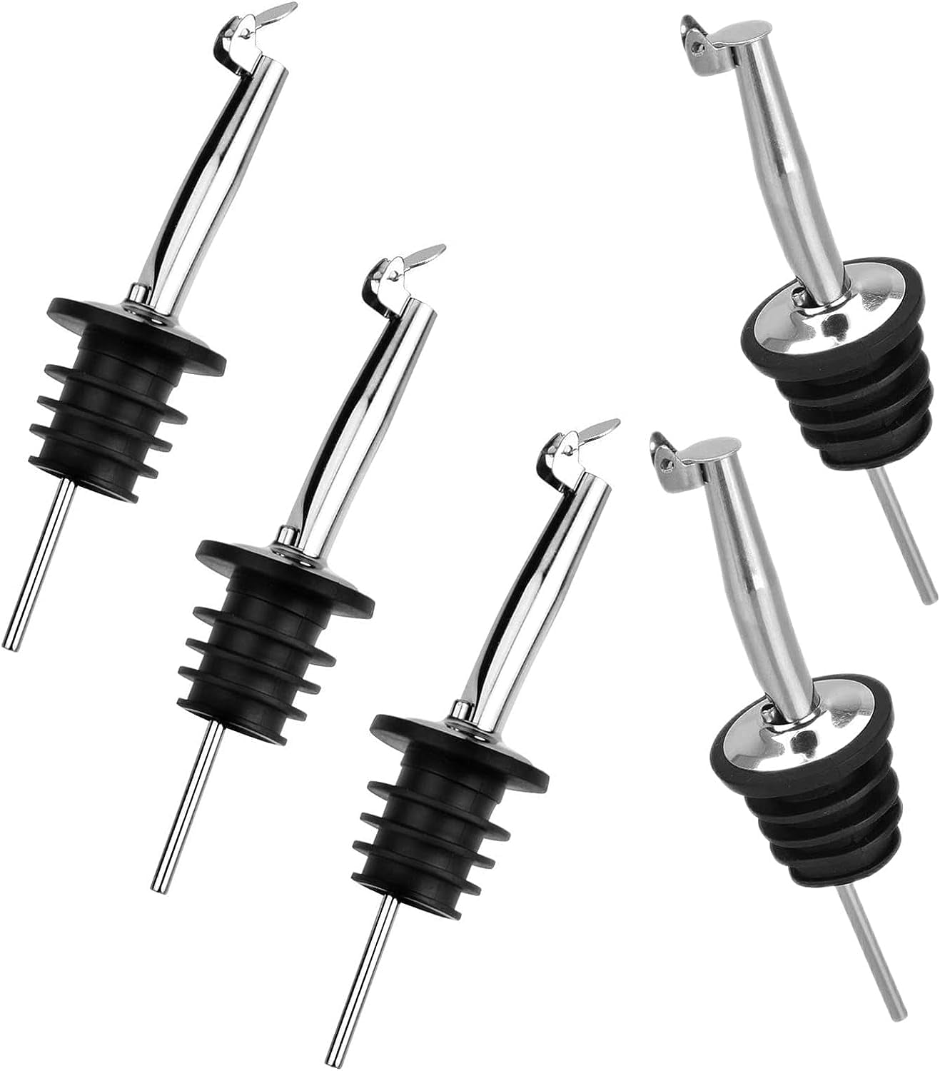 5Pcs Bottle Pourers,Stainless Steel Speed Pourer with Hinged Flip Top ...