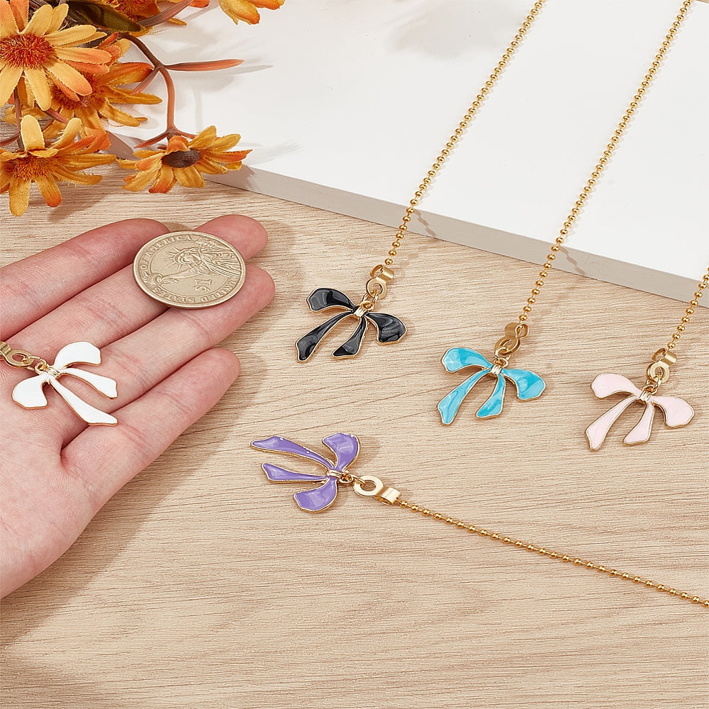 5Pcs Bowknot Alloy Enamel Charms Ceiling Fan Pull Chain Extenders ...